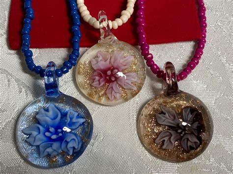 Pendentif Fleur En Verre De Murano 3d Collier Floral Fleur Etsy Canada