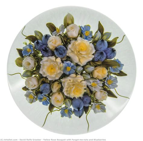 Yellow Rose Bouquet With Forget Me Nots And Blueberries By David Rolfe