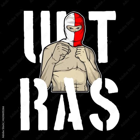 Póster Vector Ultras Football Hooligans Fighter Style With Red White