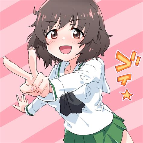 Monolith Suibou Souko Akiyama Yukari Girls Und Panzer Highres 1girl Blush Brown Eyes