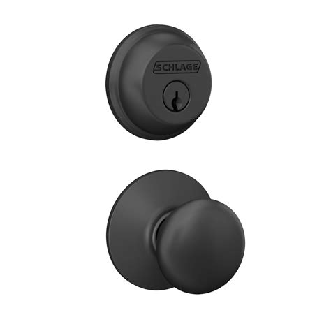 Schlage Schlage Deadbolt And Plymouth Passage Knob Combo Matte Black