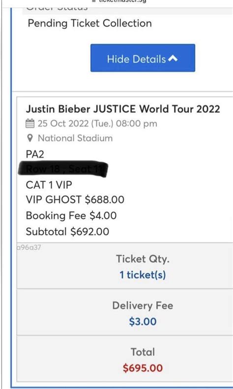 Justin Bieber Cat 1 Vip Ghost Ticket Tickets And Vouchers Event Tickets