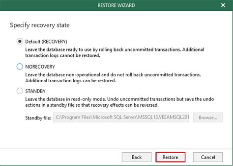 Restauración Una Base De Datos Microsoft Sql Server 2016 Con Veeam Explorer Para Microsoft Sql