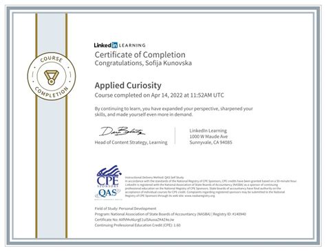 Just Finished The Course “applied Curiosity” Sofija Kunovska
