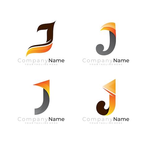 Premium Vector Set Letter J Logo With Fire Design Combination 3d