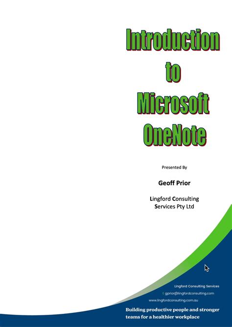 Introduction To Microsoft Onenote Training Manual Lingford Consulting