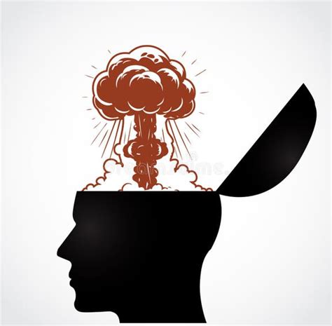 Explosion Inside A Silhouette Human Head Vector Illustration Stock