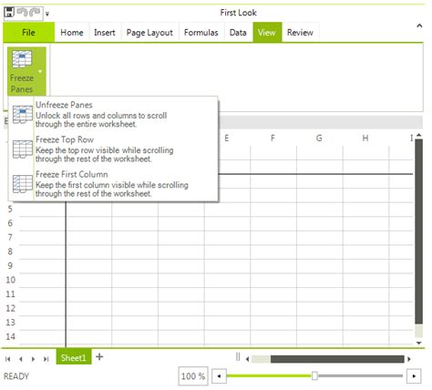 Freeze Panes Winforms Spreadsheet Control Telerik Ui For Winforms