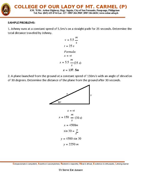 Physics 03 Rectilinear Motion Sample Problems Km 78 Mc Arthur