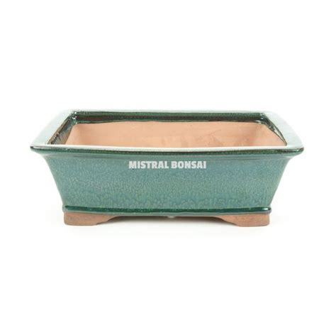 Basic Class Rectangular Bonsai Pot 32 Cm Green Mistral Bonsai