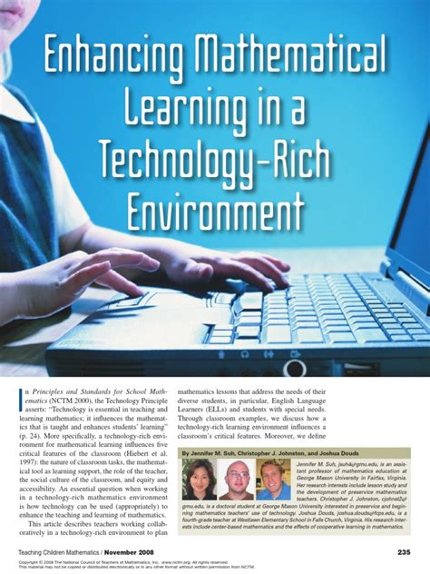 Enhancing Mathematical Learning In A Technology Rich Environment Pdf Fraction Mathematics