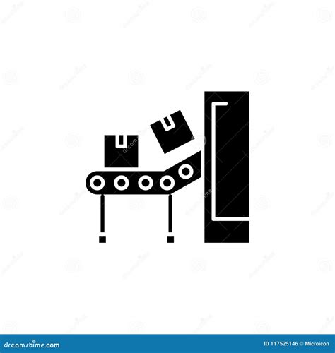 Conveyor Belt Black Icon Concept Conveyor Belt Flat Vector Symbol Sign Illustration Stock