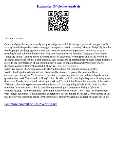 Examples Of Genre Analysis Pdf