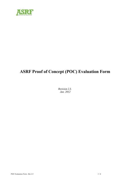 Asrf Poc Evaluation Form Doc