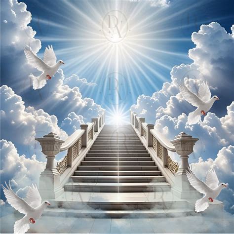 Blue Heaven Stairs In Loving Memory Template Memorial Button