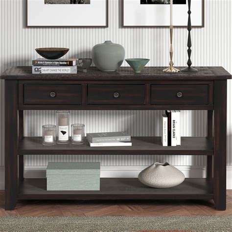Console Table 48 American Style Solid Wood Sofa Table With 3 Drawers