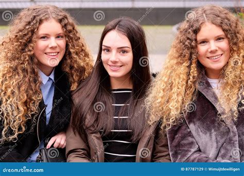 Three Smiling Girls Editorial Stock Image Image Of Smile