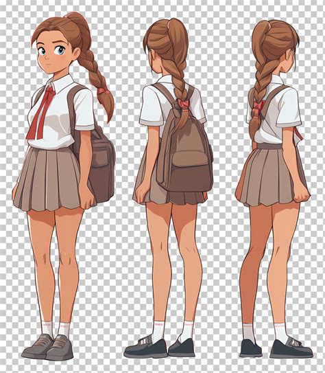Animated School School Girl In Uniform Png Clipart Animated School Backpack Classroom