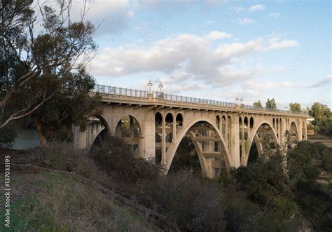 Historic Colorado Street Bridge In Pasadena California Spanning The
