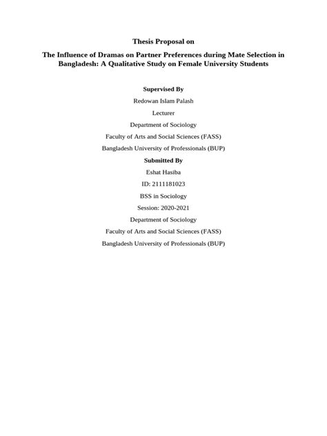 Thesis Proposal Draft 23 Pdf Romance Love Love