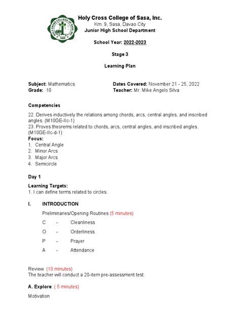 Checked Math 10 Lp Q2 Wk 5 Pdf Circle Angle