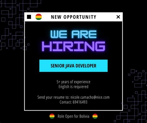 😊 Were Hiring 🚀 Bolivia Were Looking For A Senior Java Software Nicole Camacho Belmonte