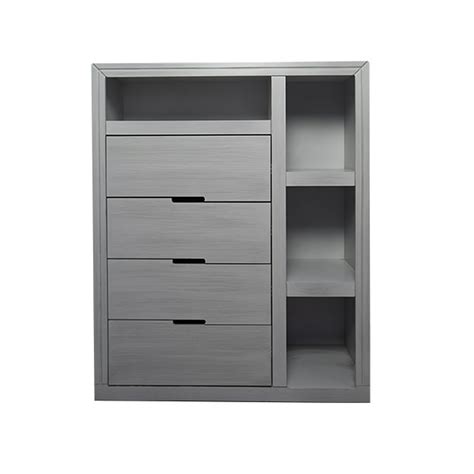 Cajonera Mueble Recamara 4 Cajones Jaladeras Metalicas Jade Gris R21 R21 Muebles Jade Moderna