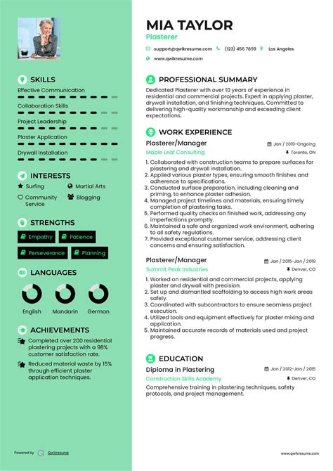 10 Plasterer Resume Samples And Templates For 2025