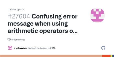 Confusing Error Message When Using Arithmetic Operators On Different