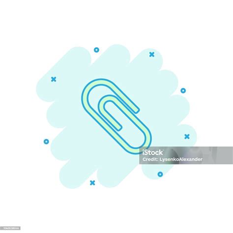 벡터 만화 스타일에서 만화 종이 클립 첨부 아이콘 클립 개념 그림 그림 첨부 파일 비즈니스 스플래시 효과 개념 0명에 대한 스톡