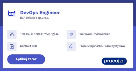 Oferta Pracy Devops Engineer Bcf Software Sp Z Oo Warszawa