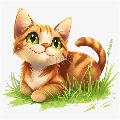 可爱的卡通猫在草地上享受时光素材图片免费下载 千库网 可爱的卡通猫在草地上享受时光素材图片免费下载 千库网