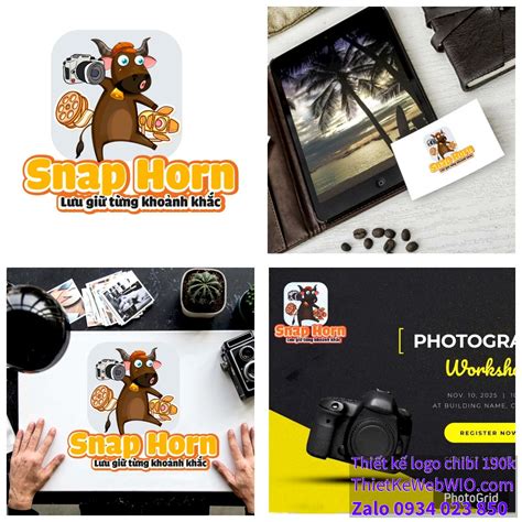 Vẽ Chibi Chú Bò đội Mũ Nâu Cầm Máy ảnh Và Cuộn Phim để Thiết Kế Logo Wio