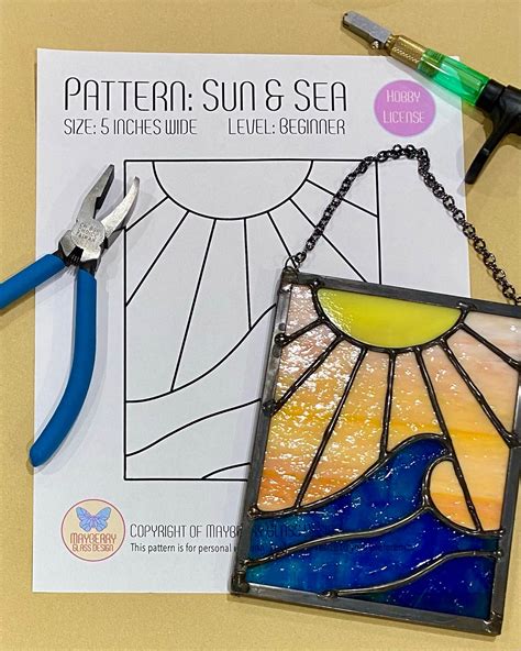 Sun And Sea Stained Glass Pattern Digital Download Etsy