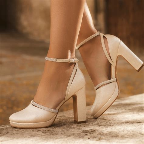 Champagne Block Heels For Wedding 60 Photos