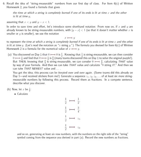 Solved 6 Recall The Idea Of String Measurable Numbers