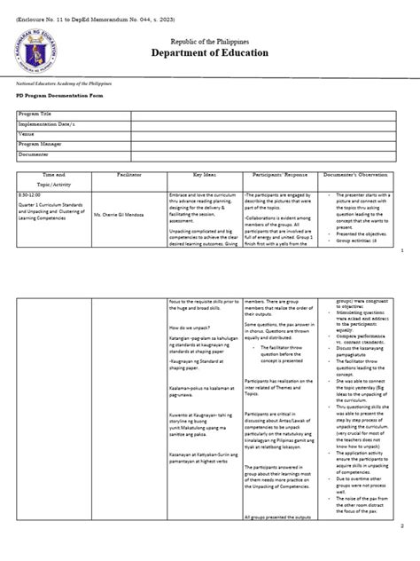 for documenters pd program documentation form pdf curriculum