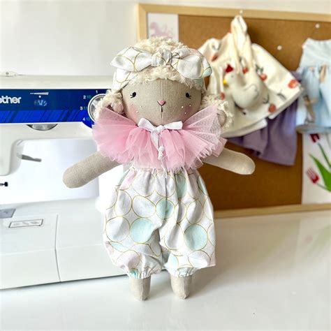 Handmade Sheep Rag Doll Lamb Fabric Doll Linen Sheep Doll Stuffed