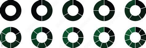 Set Of Infographic Circle Chart Pies Segmented With Equal Parts