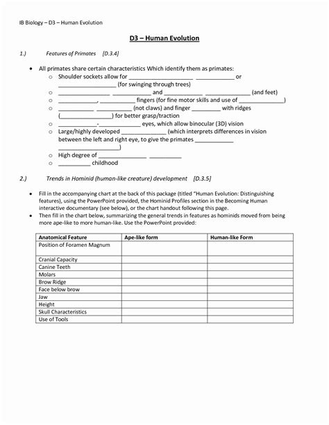 Evolution Webquest Worksheet