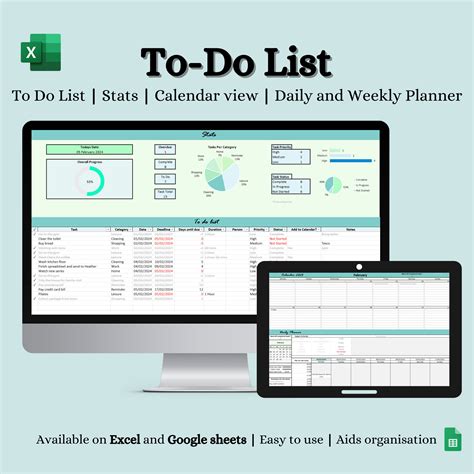To Do List Excel Template Digital Daily And Weekly Schedule Planner