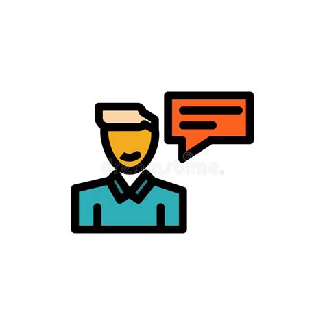 Chat Message Popup Man Conversation Flat Color Icon Vector Icon Banner Template Stock