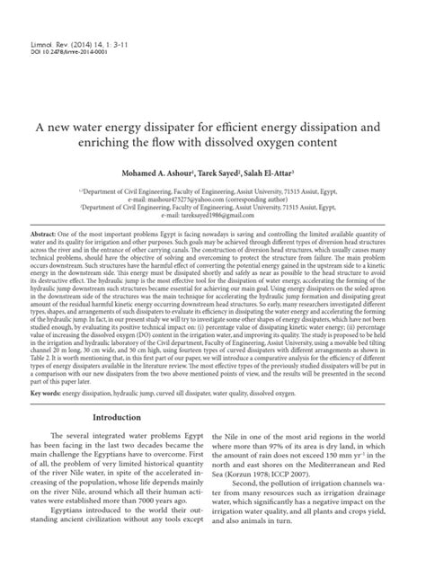23007575 Limnological Review A New Water Energy Dissipater For