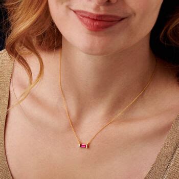 Baguette Birthstone Necklace In 18 Carat Gold Vermeil By Claudette Worters