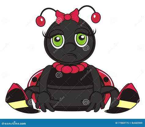 Sad Ladybug In Shoes Stock Illustration Illustration Of Black 77869775