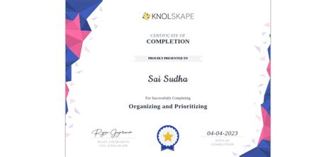 Sai Sudha On Linkedin Sai Sudha Has Completed The Course Organizing And Prioritizing