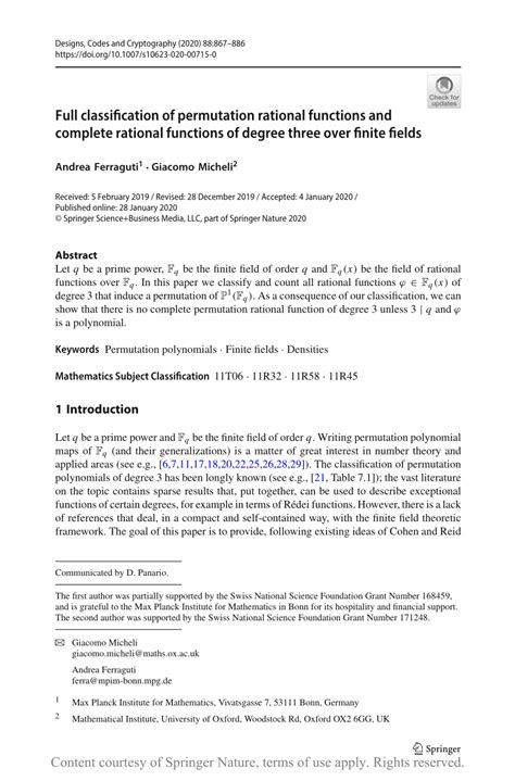 Full Classification Of Permutation Rational Functions And Complete