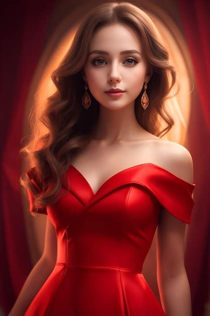 Premium Ai Image A Pretty Lady In A Red Dress