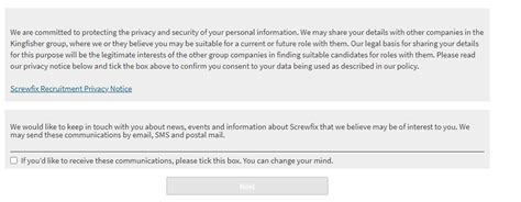 This Screwfix Job Application Doesnt Let You Proceed With The
