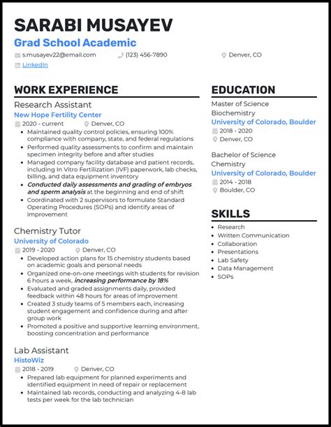 3 Grad School Academic Resume Examples For 2026